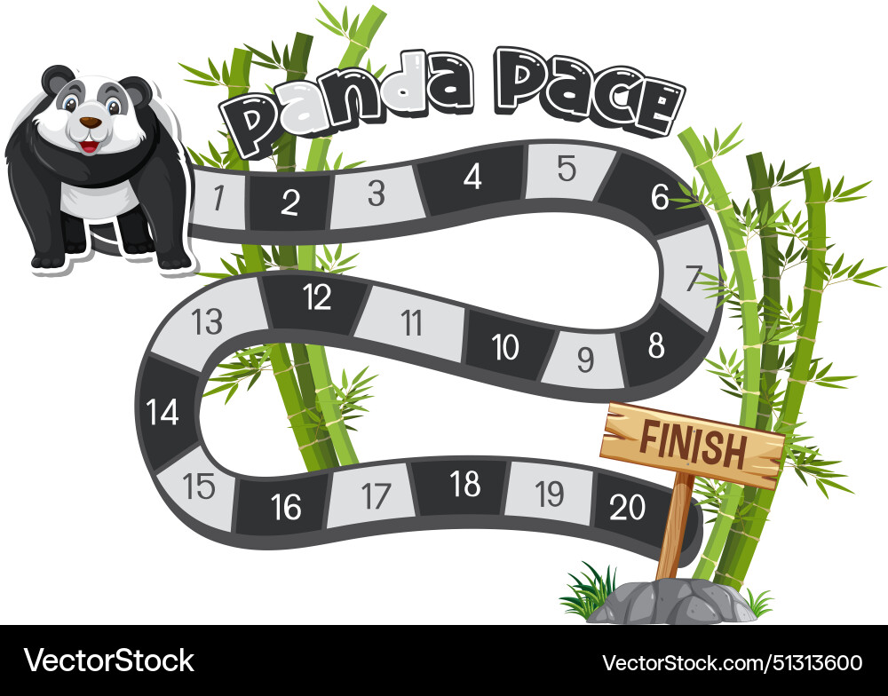Cartoon panda with numbered racing track Vector Image