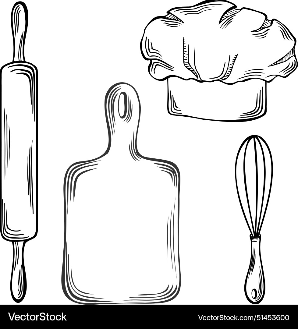 Kitchenware baking tools set from chef hat Vector Image