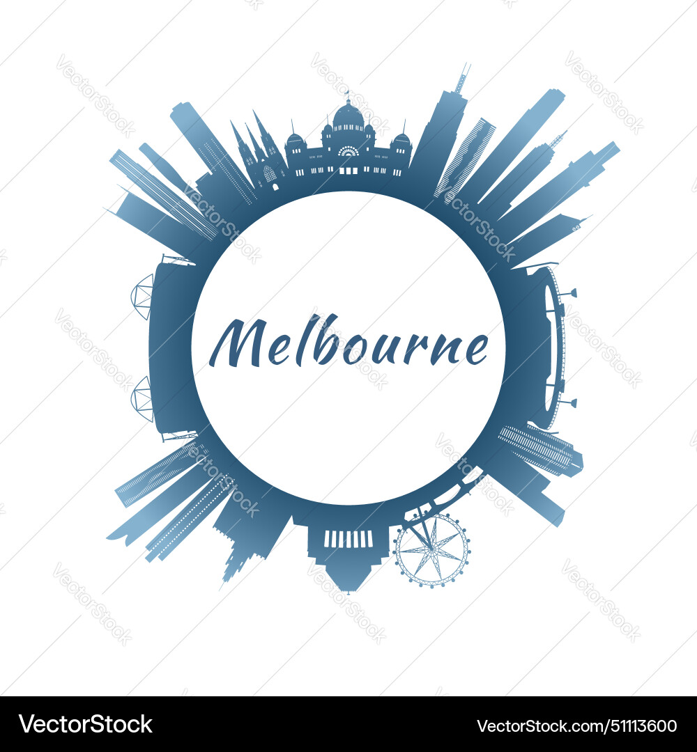 Melbourne skyline with colorful buildings Vector Image