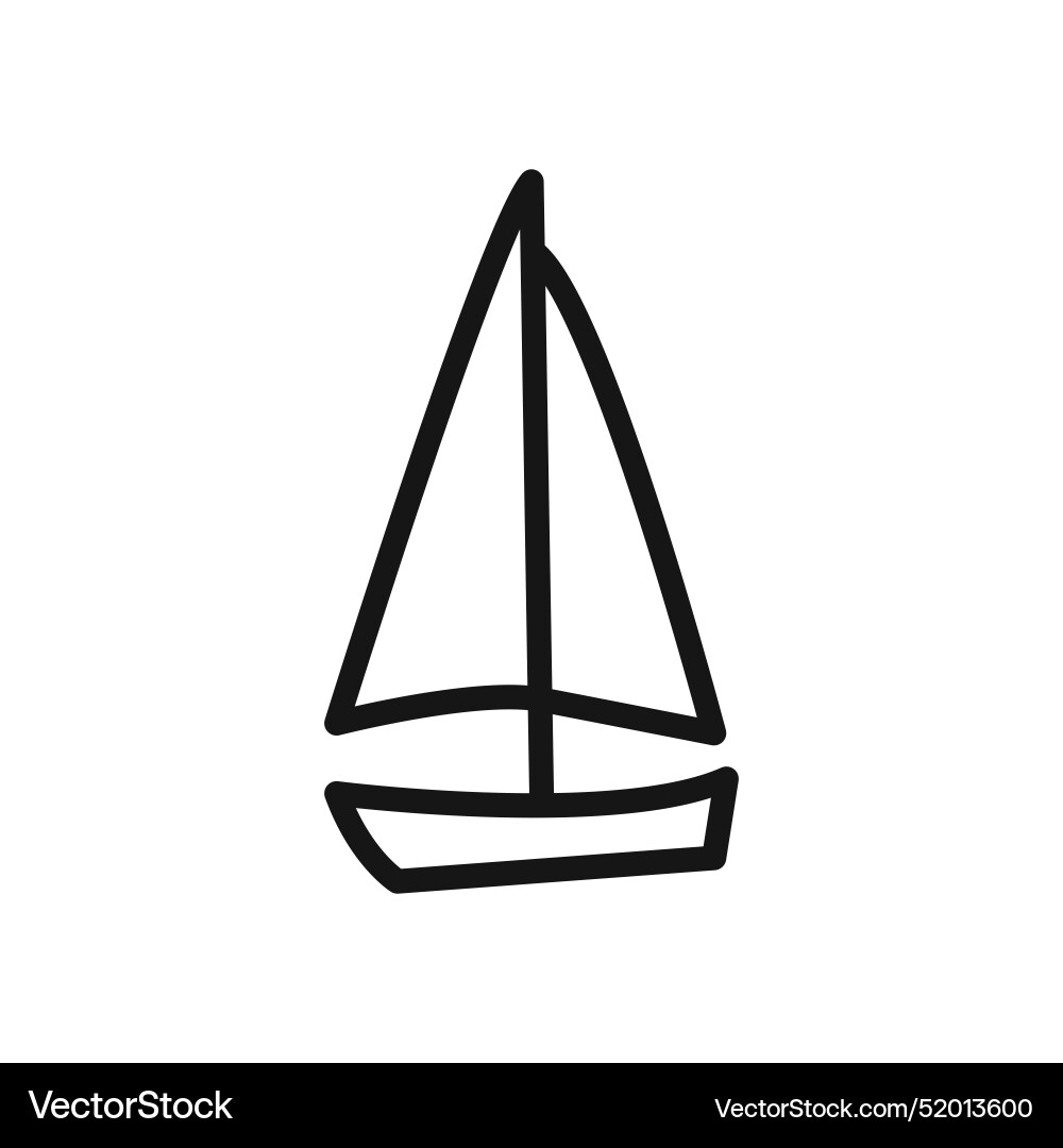 Sailboat icon black line art Royalty Free Vector Image