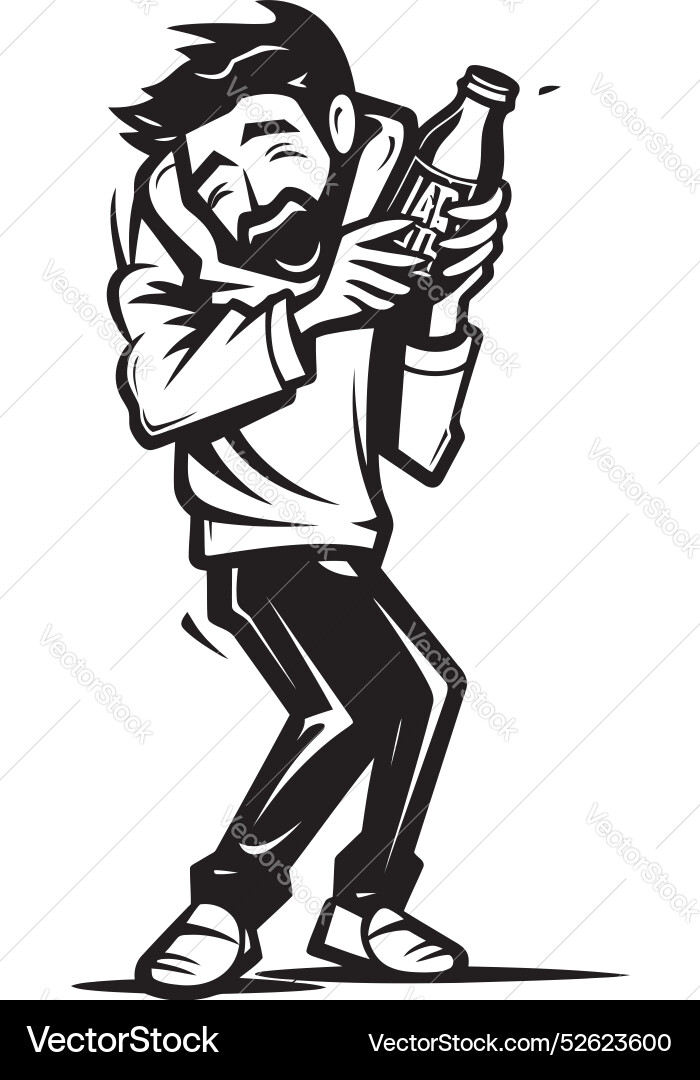 Tipsy tenderness logo featuring a man embracing Vector Image