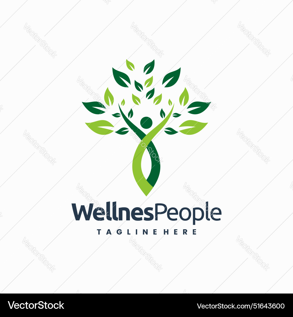 Tree people wellness logo Royalty Free Vector Image