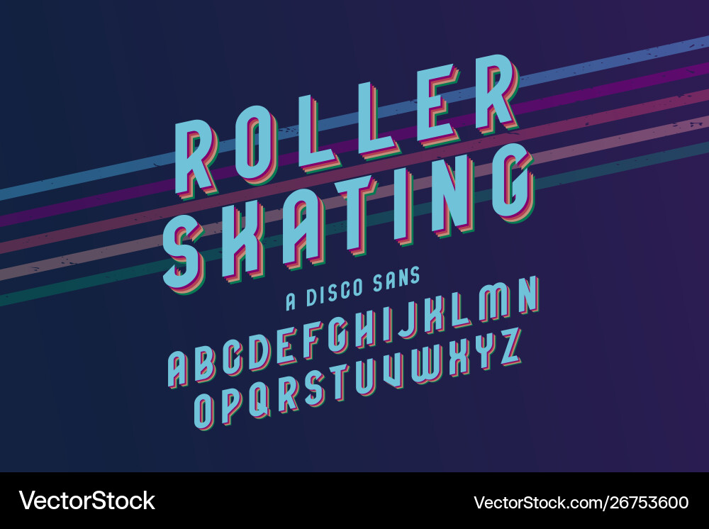 Vintage roller skating font Royalty Free Vector Image