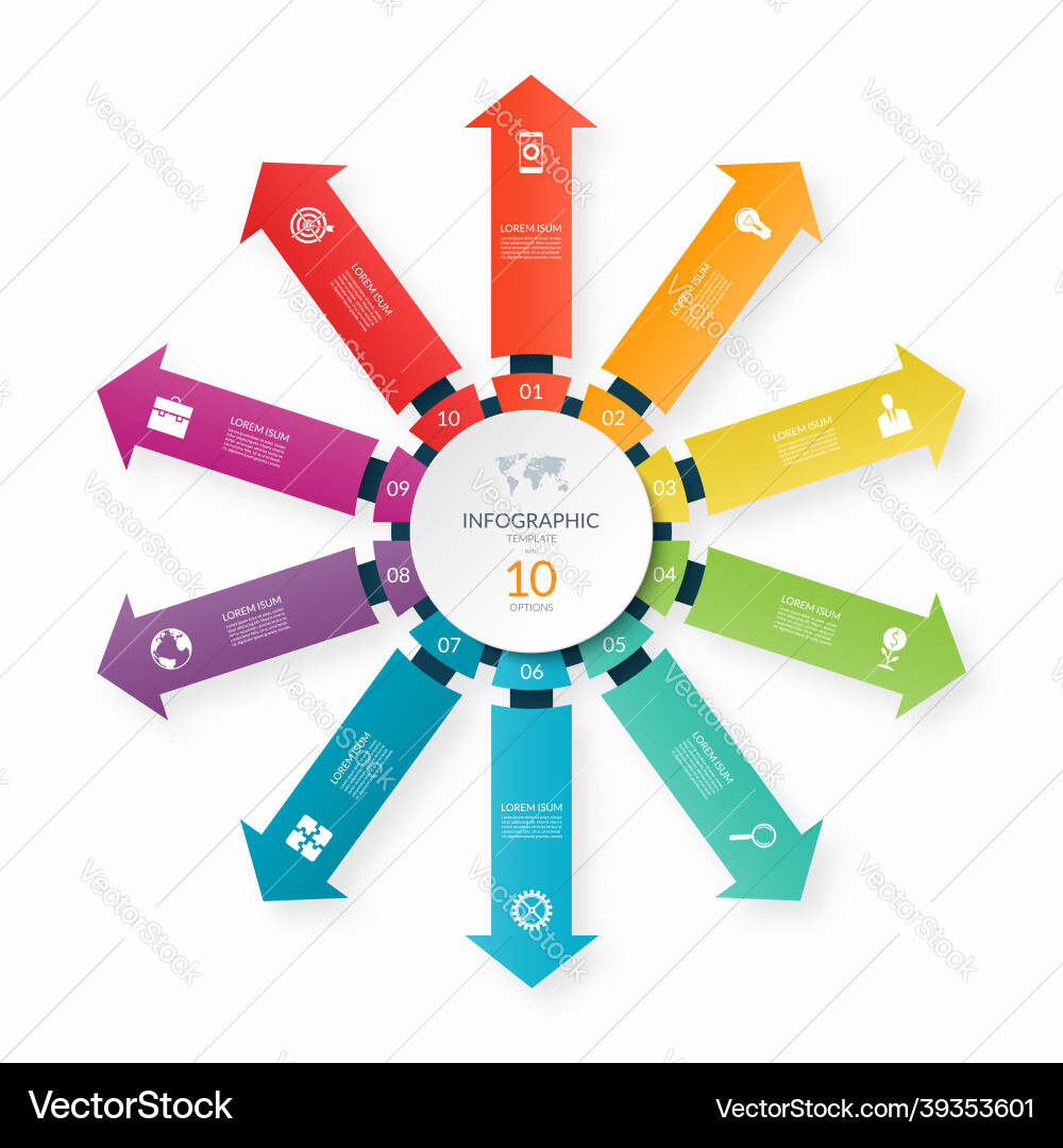 10-step template for infographics Royalty Free Vector Image