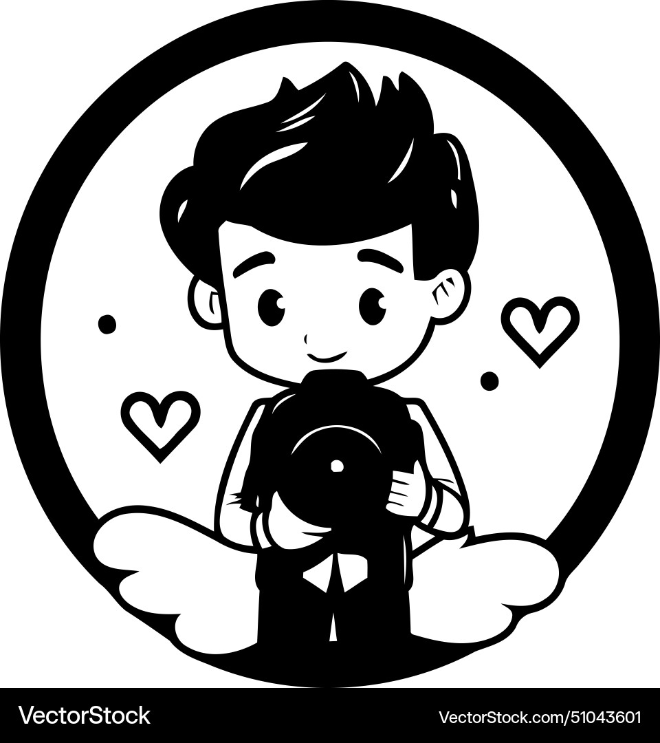 A photographer holding camera in circle Royalty Free Vector