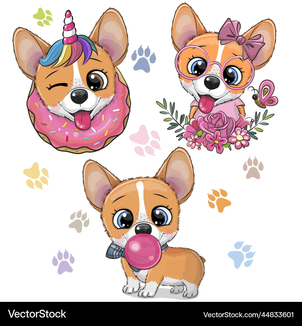 Cute Cartoon corgi auf einem weißen Hintergrund Vektorbild