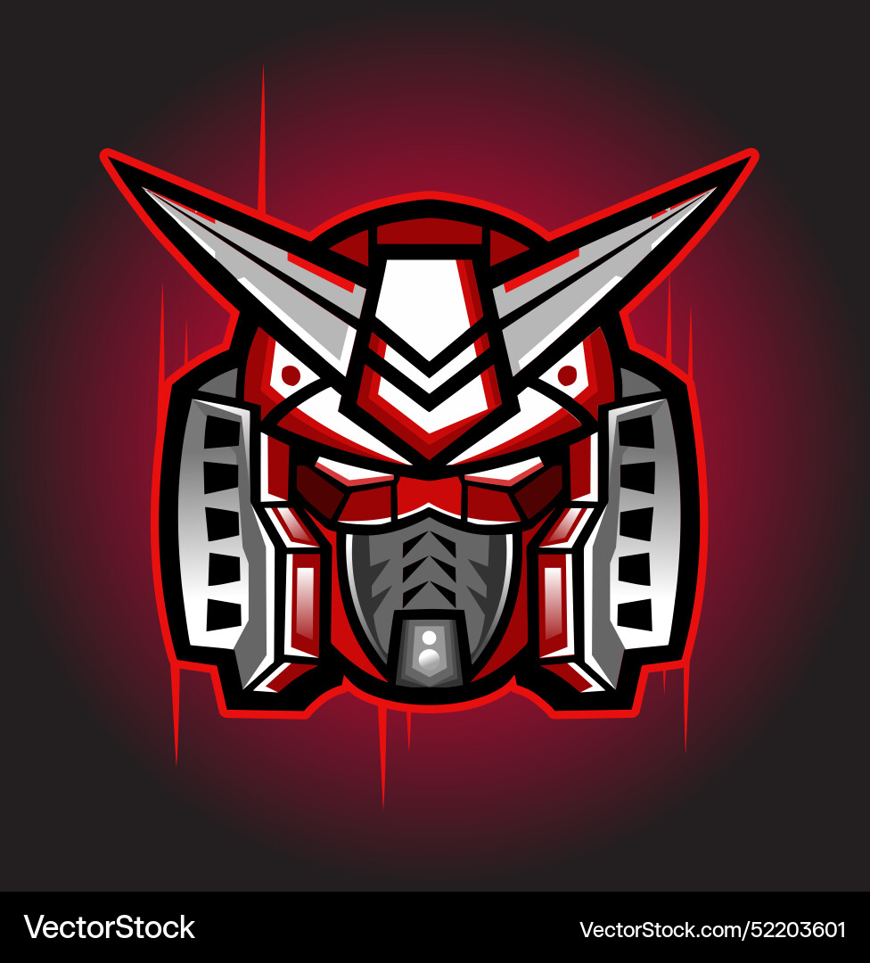 Gundam head mascot logo esports Royalty Free Vector Image