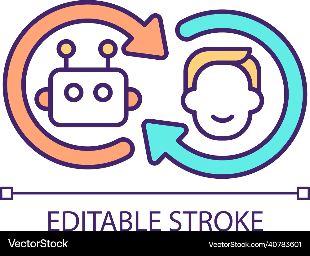 Human and robot interaction rgb color icon Vector Image