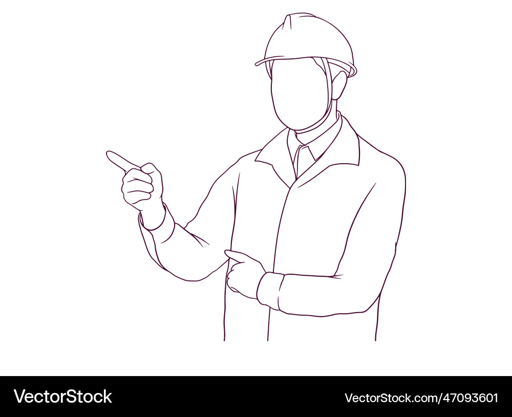 Male engineer pointing finger forward hand drawn Vector Image
