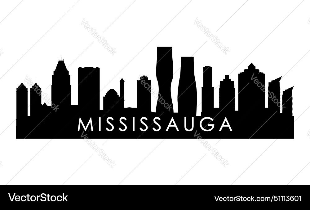 Mississauga skyline silhouette black Royalty Free Vector