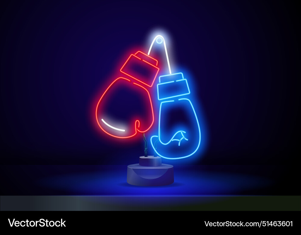 Neon icon of boxing competition protective gloves Vector Image