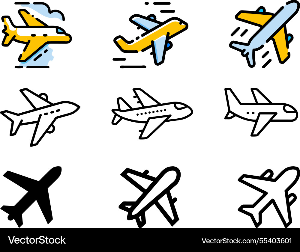Plane icon set airplane Royalty Free Vector Image