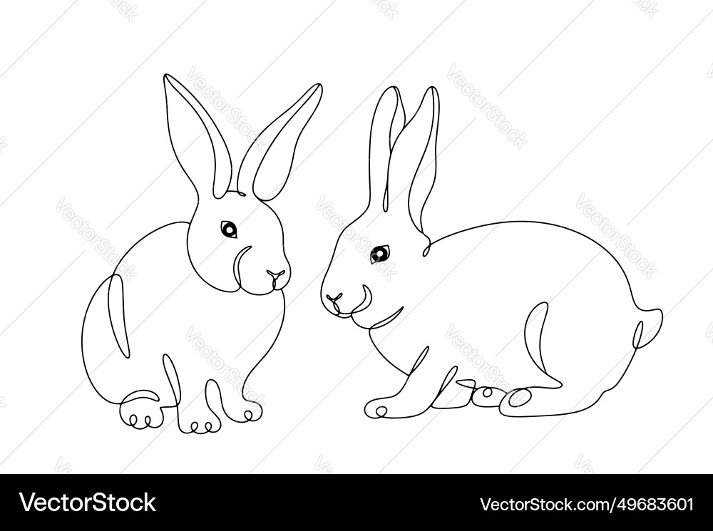 Rabbit one line Royalty Free Vector Image - VectorStock