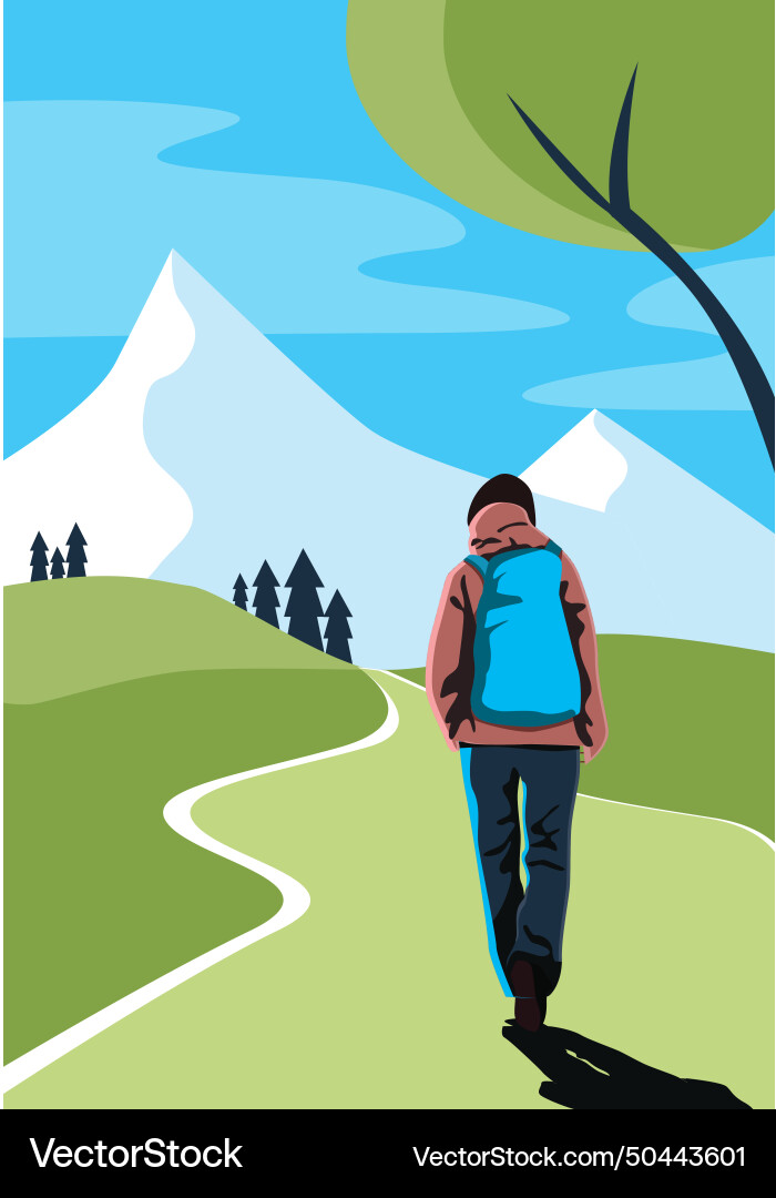 Travel alone man converted Royalty Free Vector Image