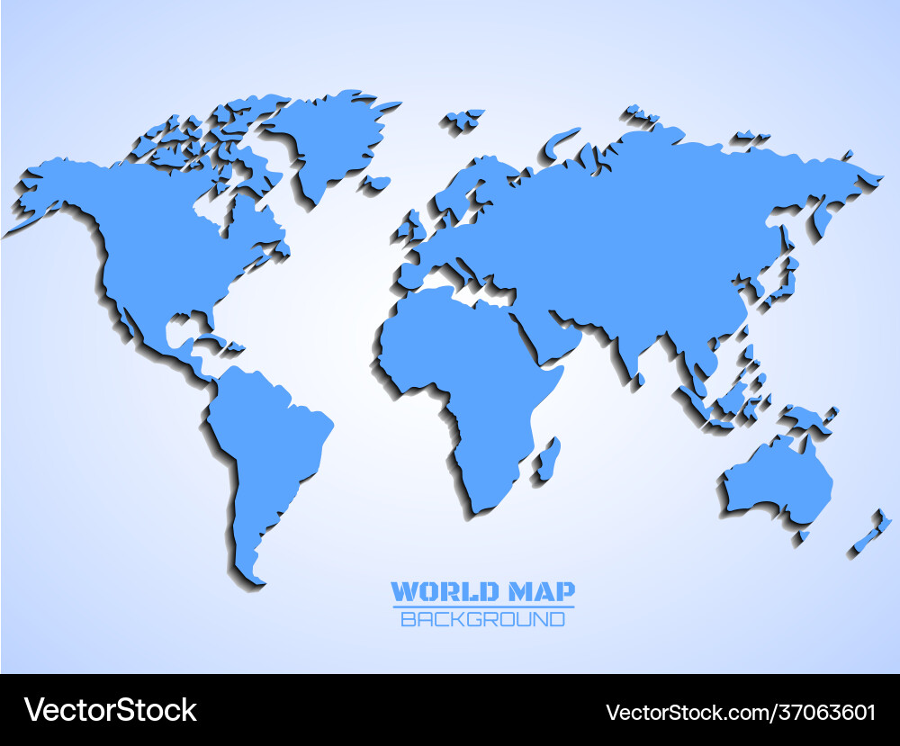 World map with shadow paper Royalty Free Vector Image