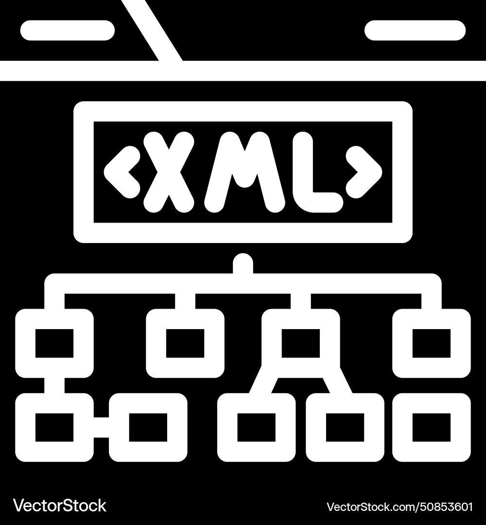 Xml sitemap seo glyph icon Royalty Free Vector Image