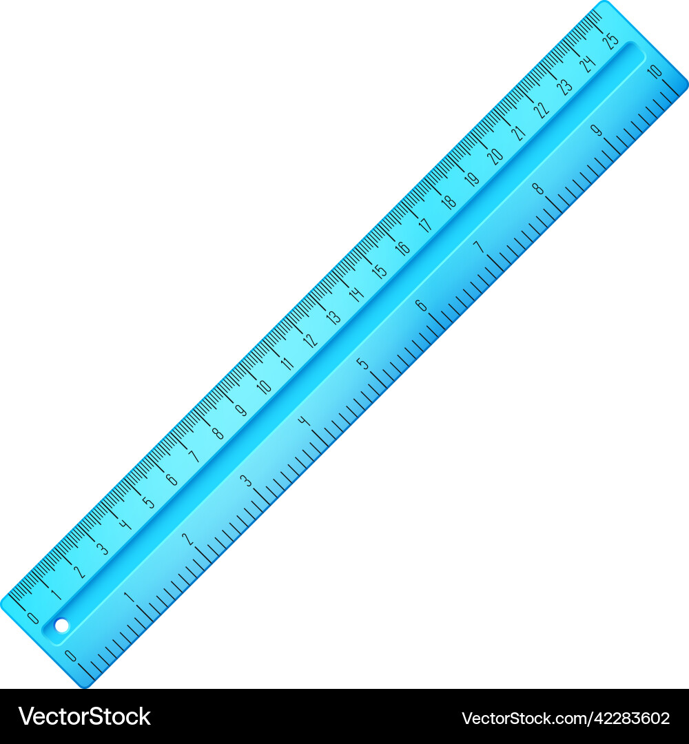 Blue ruler realistic plastic instrument measure Vector Image