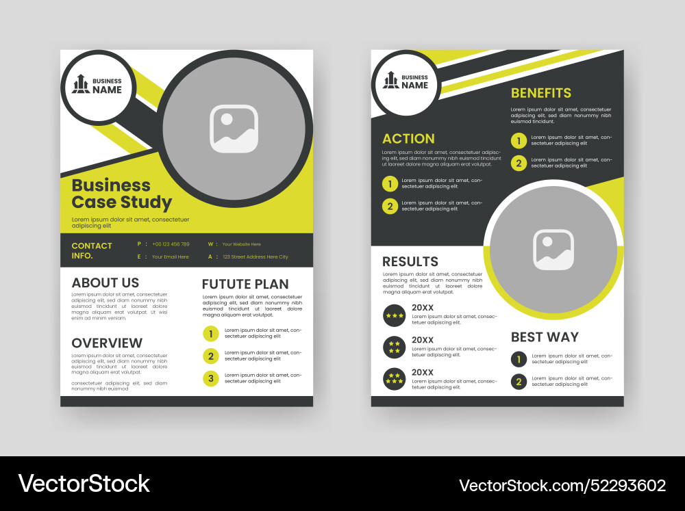 Business case study layout flyer Royalty Free Vector Image