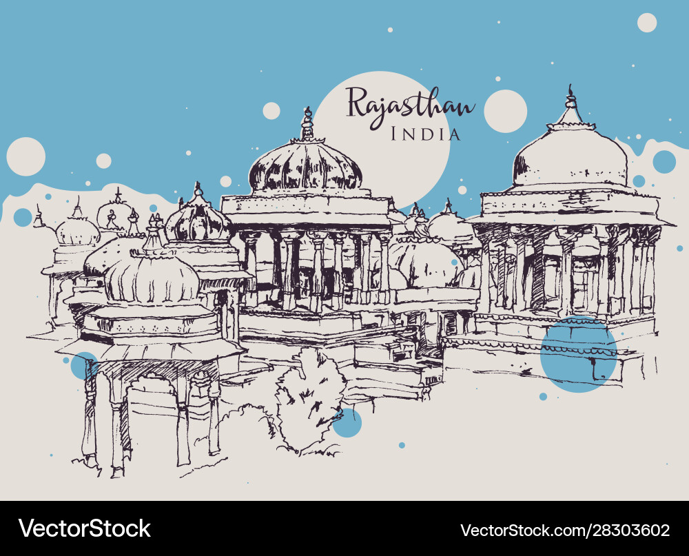 Drawing sketch ahar cenotaphs india Royalty Free Vector