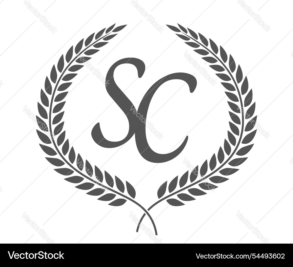 Initial letter s and c sc monogram logo design Vector Image