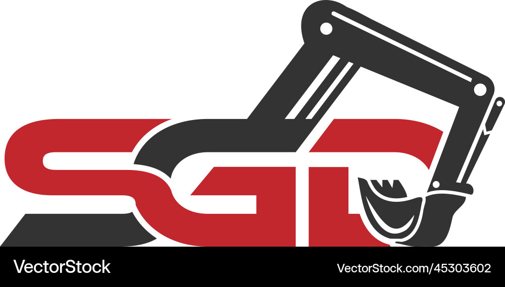 Initial sgd excavator logo Royalty Free Vector Image