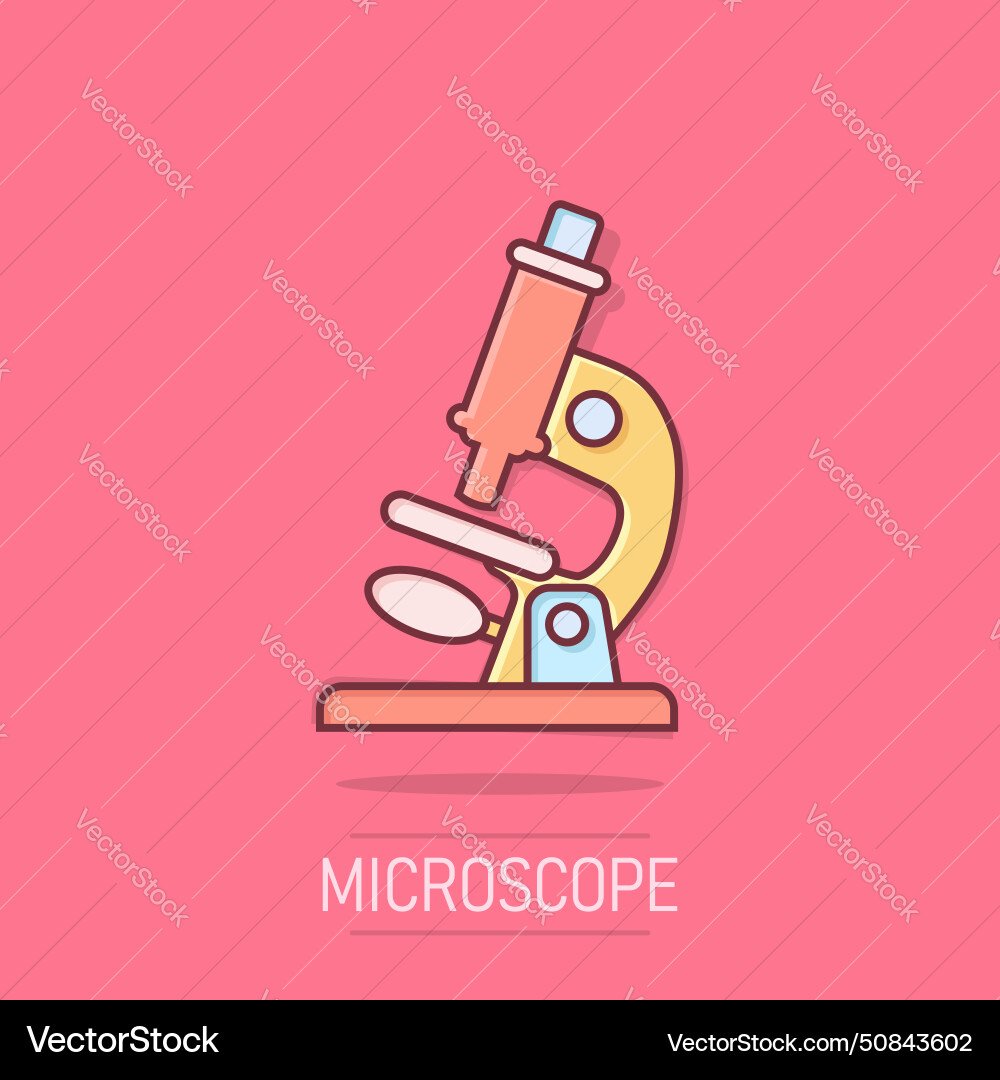 Microscope icon in comic style laboratory Vector Image