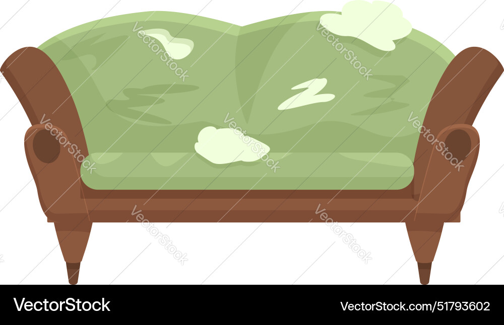 Old dirty sofa with stains from drinks and food Vector Image