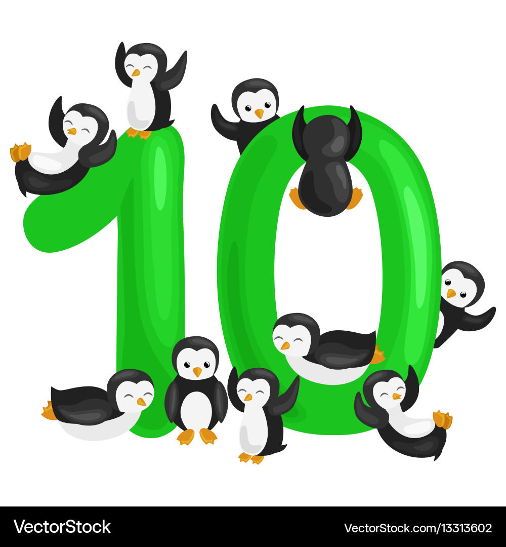 Ordinal number 10 for teaching children counting Vector Image