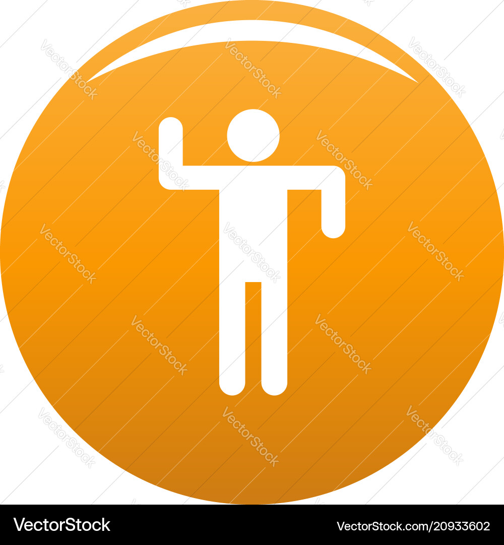 Stick figure stickman icon orange Royalty Free Vector Image
