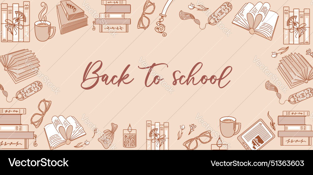 Back to school horizontal vintage banner concept Vector Image