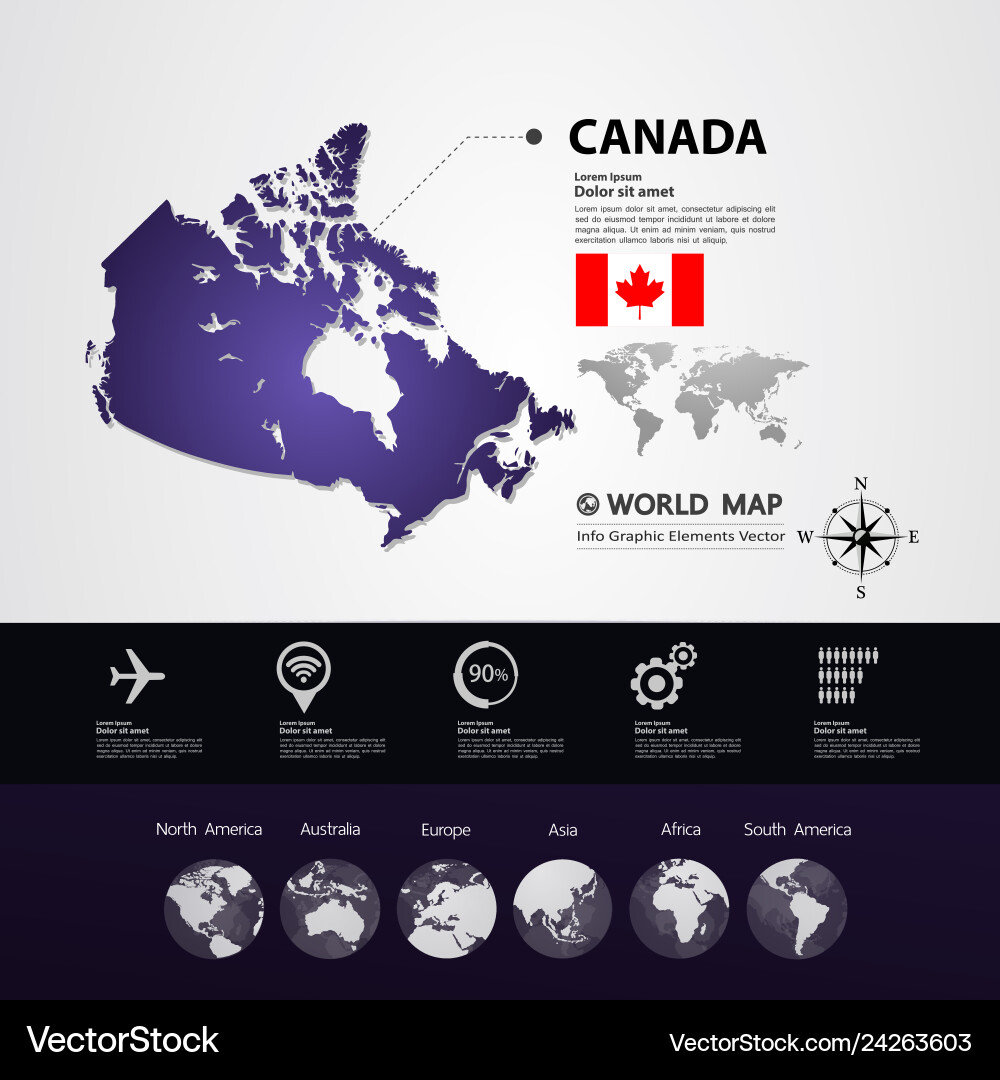 Canada map Royalty Free Vector Image - VectorStock