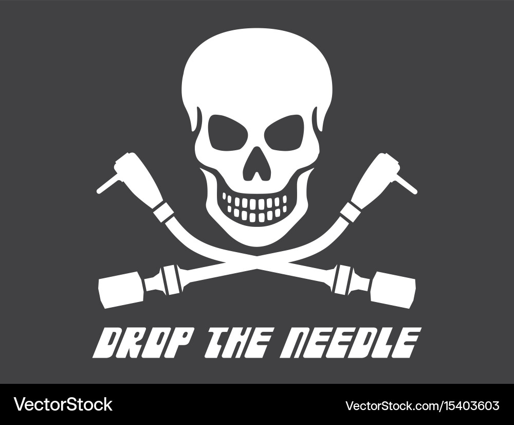 DJ Skull Record Logo Royalty Free Vector Image