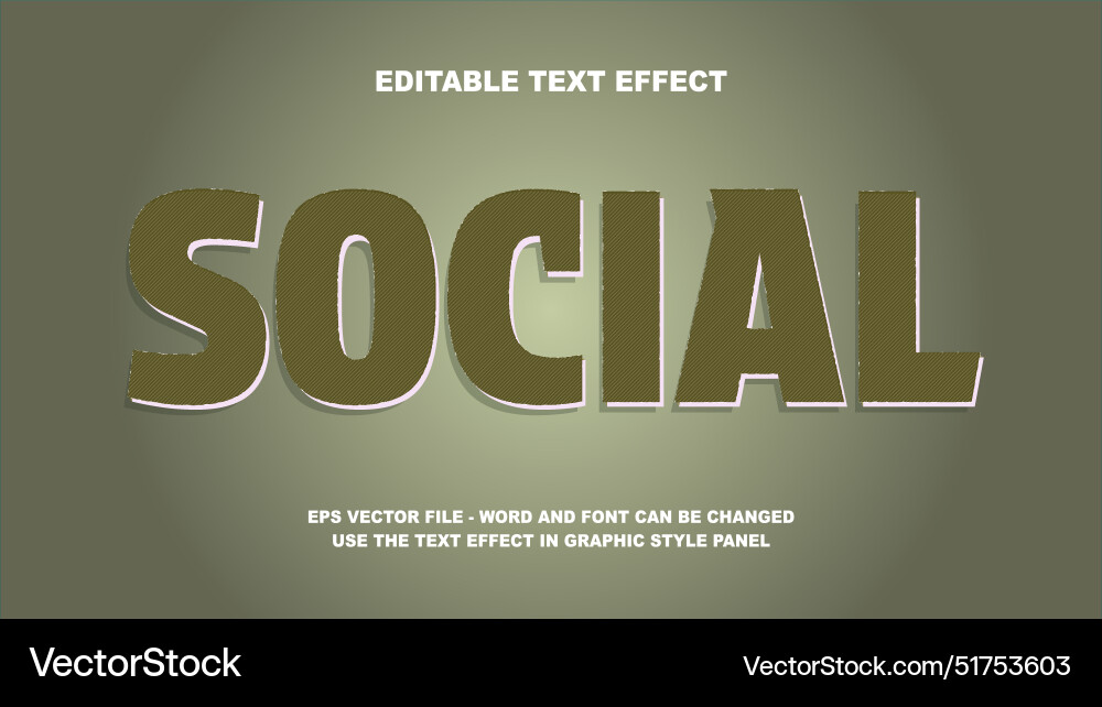Editable text effect social 3d template Royalty Free Vector