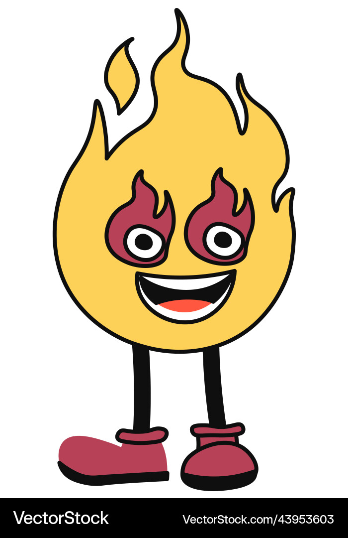 Fire character with muzzle and legs emoticon Vector Image