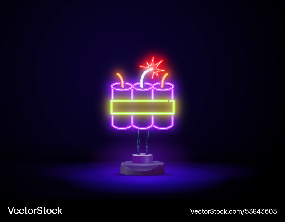 Glowing neon line bomb ready to explode icon Vector Image