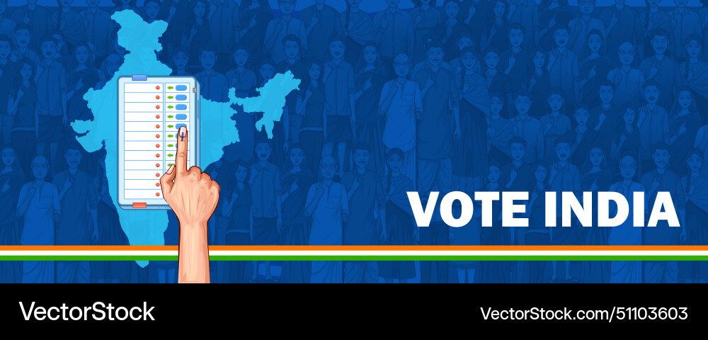 Indian people hand with voting sign showing Vector Image