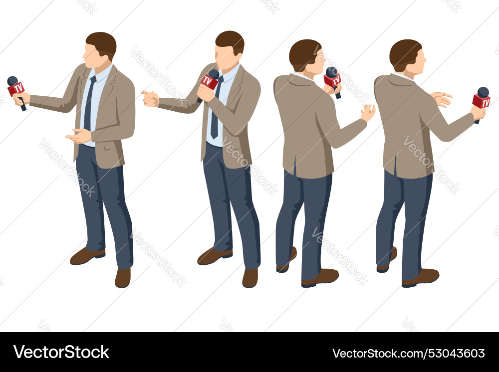 Isometrischer Journalist als Reporter Lizenzfreier Vektor