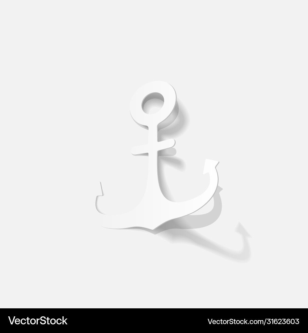 Realistic paper sticker anchor Royalty Free Vector Image
