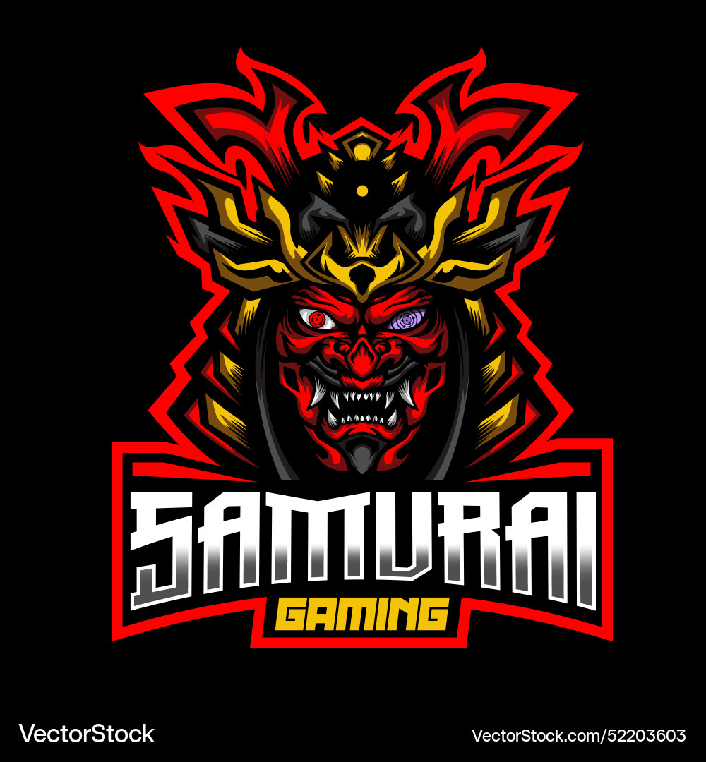 Samurai devil for mascot logo gaming Royalty Free Vector