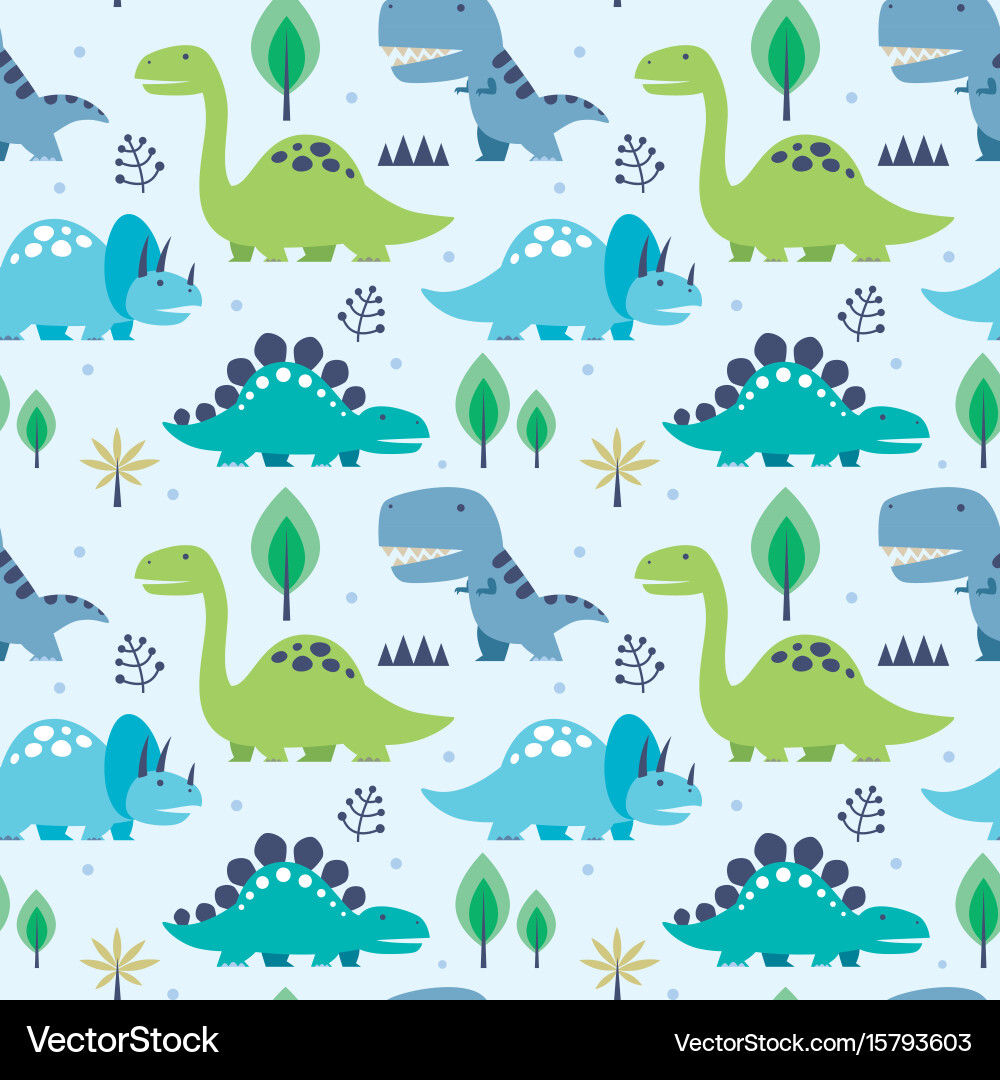 Seamless pattern dinosaurs Royalty Free Vector Image