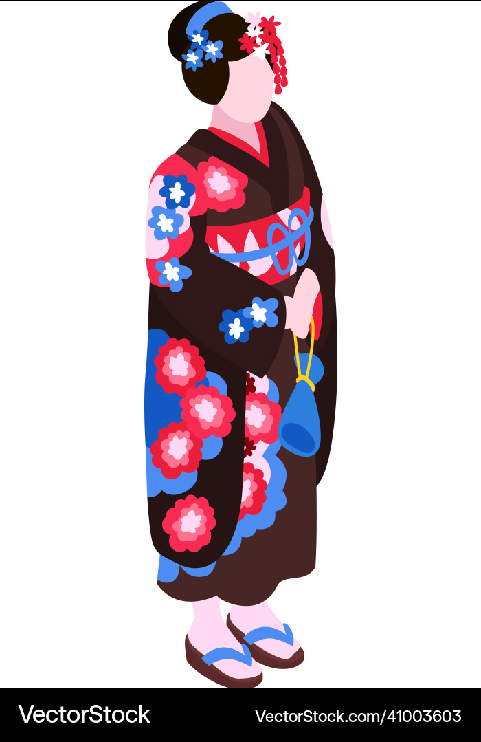 Traditional japanese woman composition Royalty Free Vector