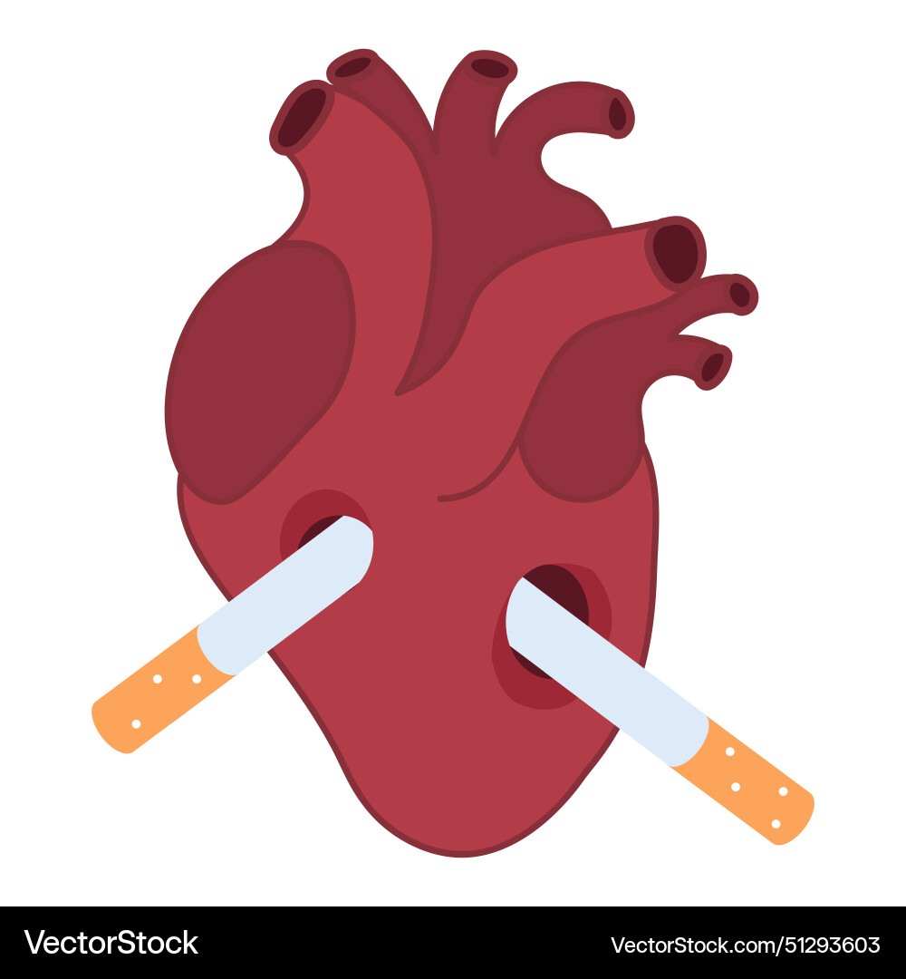 Unhealthy heart damaged by smoking Royalty Free Vector Image