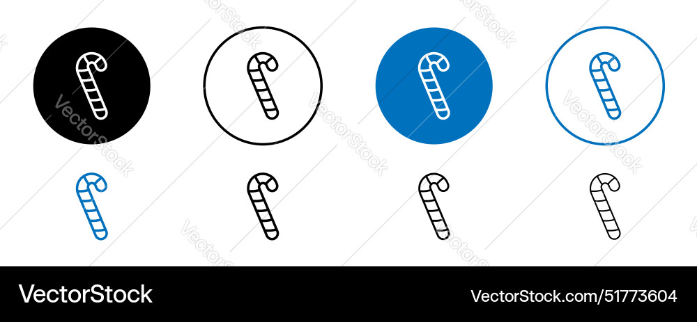 Candy cane line icon set Royalty Free Vector Image