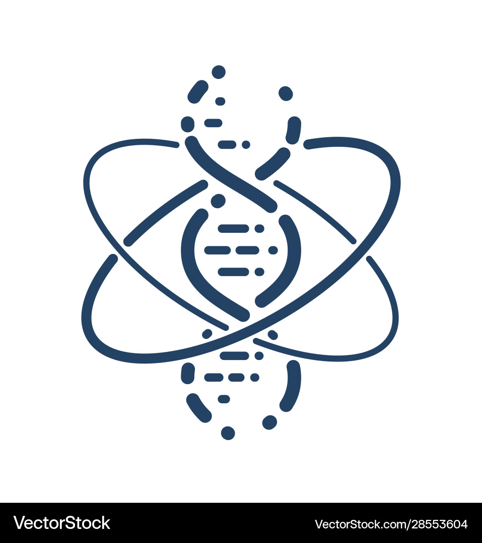 Dna strand and atom simple linear icon science Vector Image