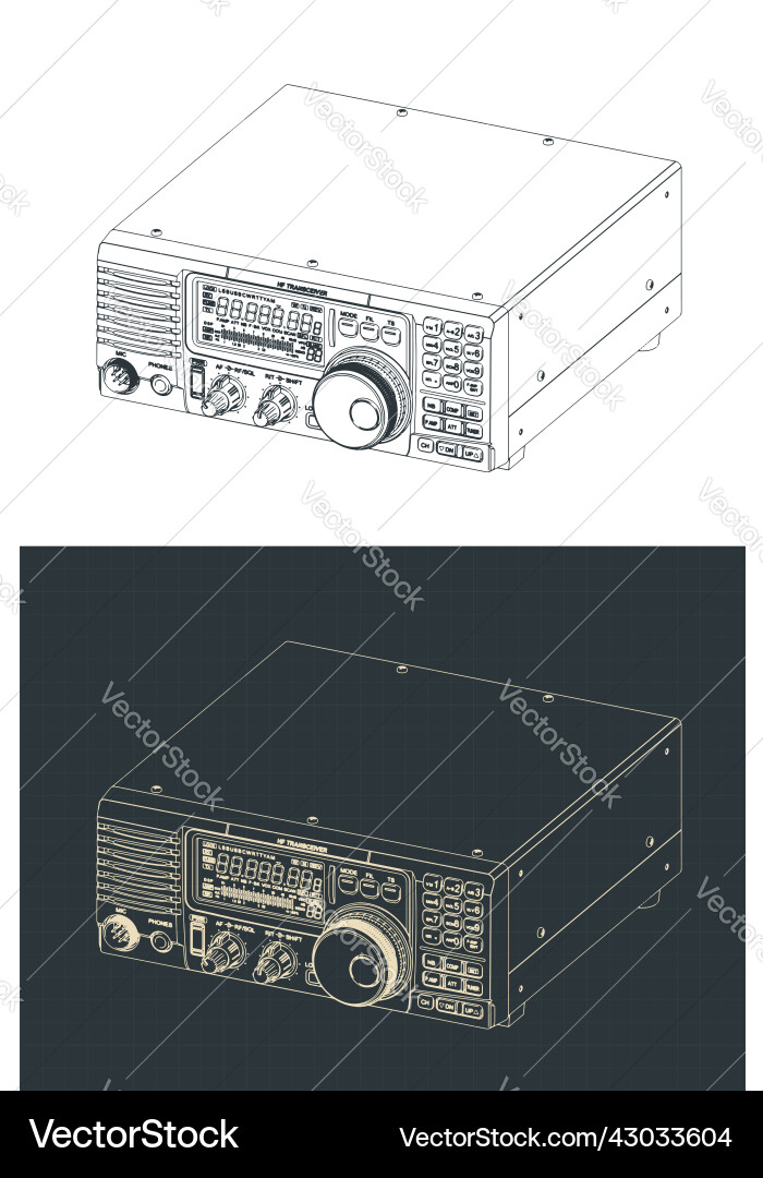 Hf transceiver isometric drawings Royalty Free Vector Image