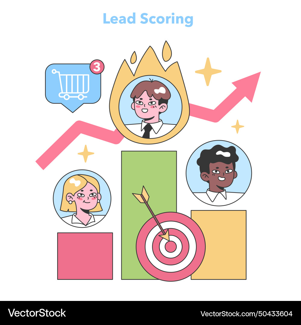 Lead scoring visualization flat Royalty Free Vector Image