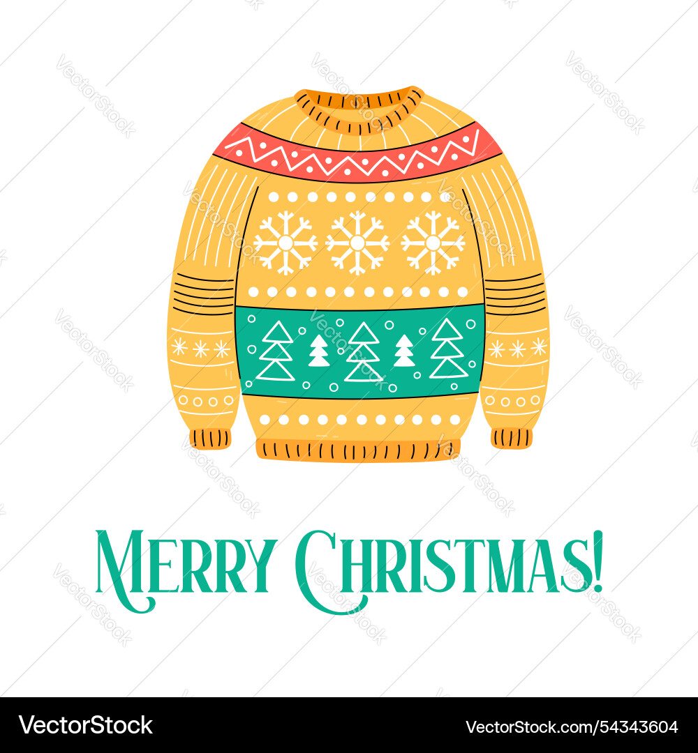 Merry christmas card cute ugly sweater Royalty Free Vector
