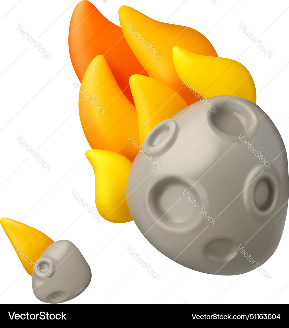 Meteorite comet 3d icon Royalty Free Vector Image