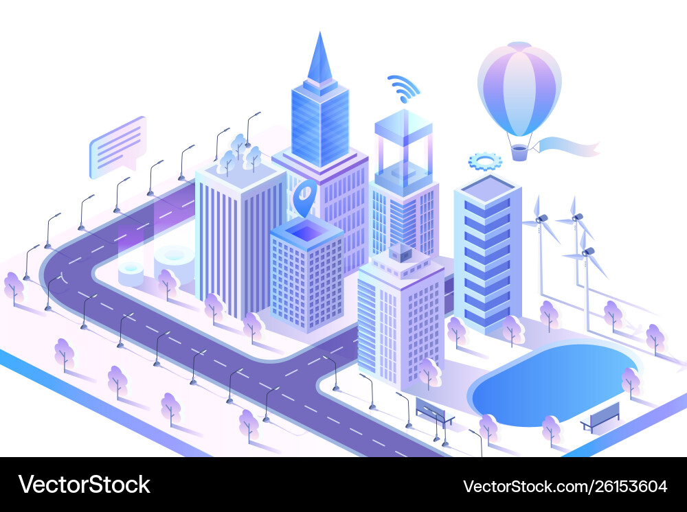 Smart city modern concept isometric Royalty Free Vector