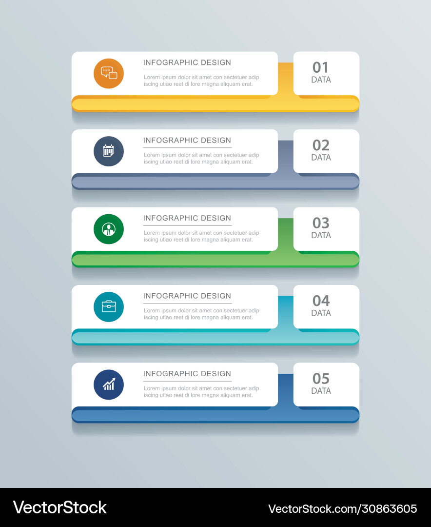 5 data infographics tab paper index template Vector Image